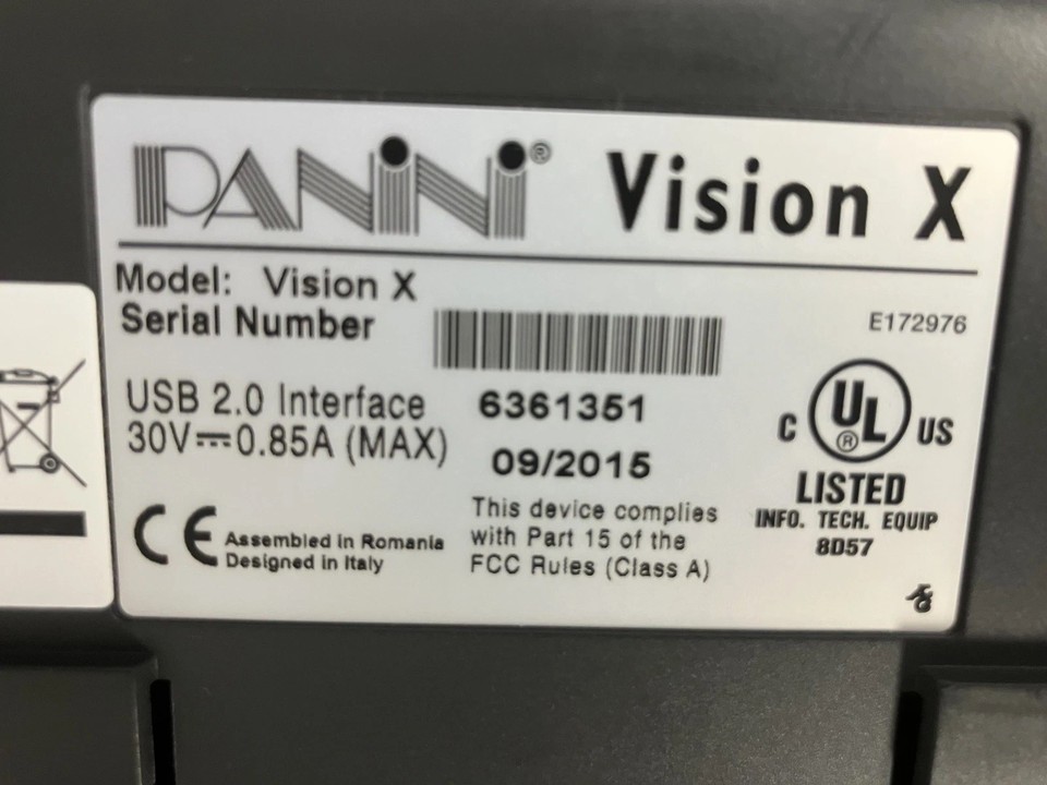 Panini Vision X Check Scanner, Power & USB Cable | eBay