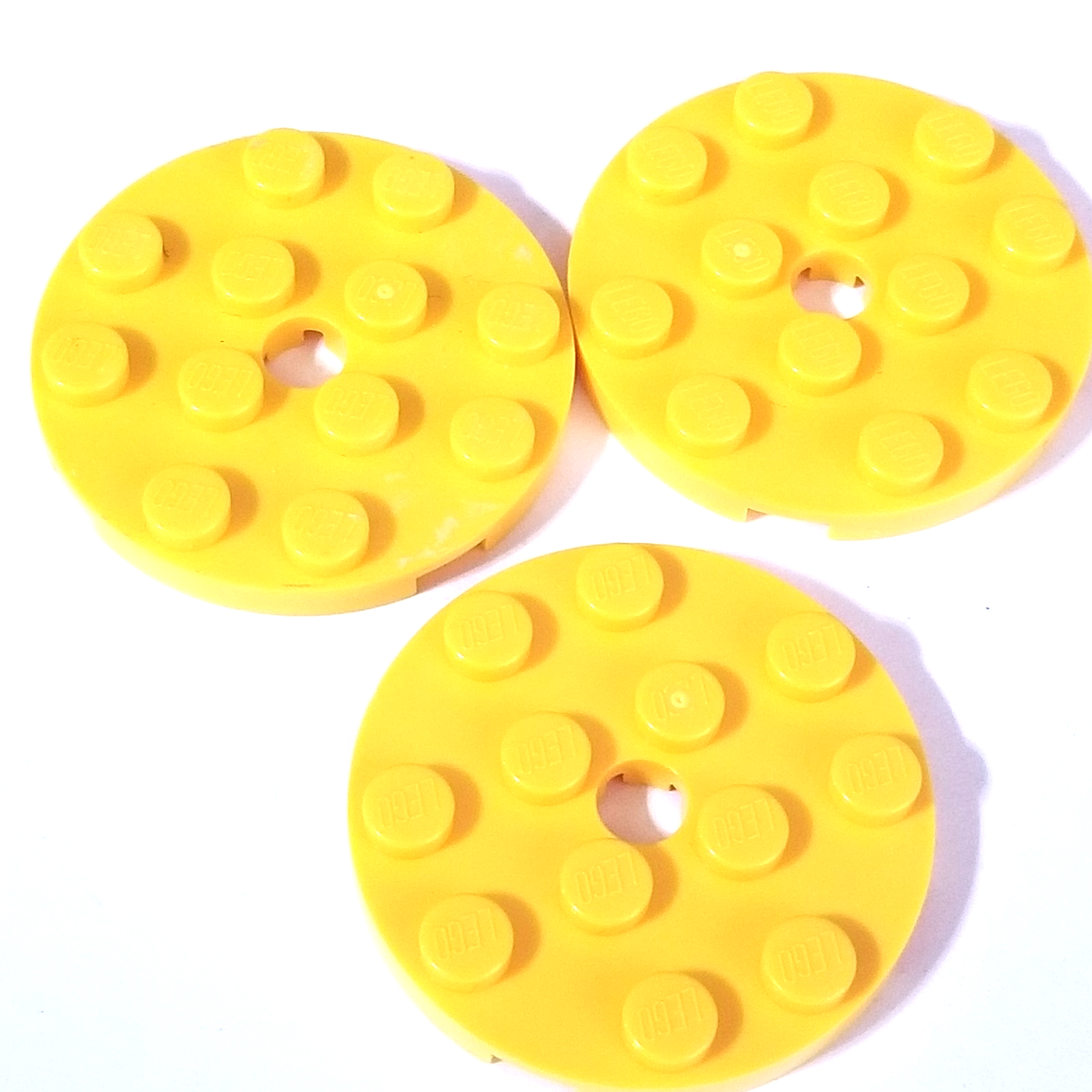 3X LEGO 60474 Yellow 4x4 Round Plate with Hole LOT OF 3 | eBay
