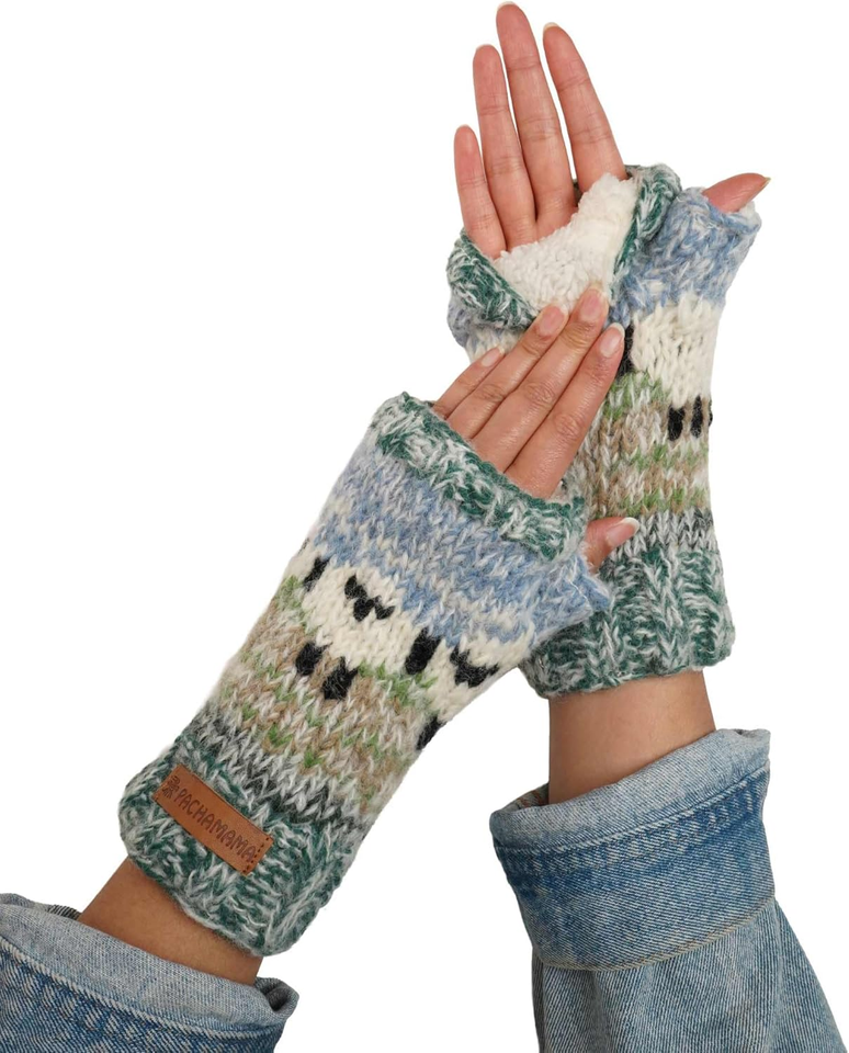 Donne Lana/Mohair Scaldamani Sherpa Pile Foderato a Mano Pecora Design ...