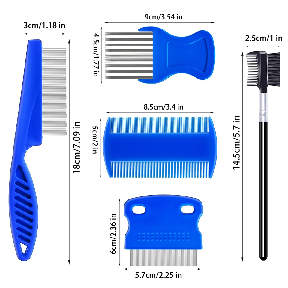 5 Pack Flea Lice Comb,Stainless Steel Dog Cat Grooming Combs with ...