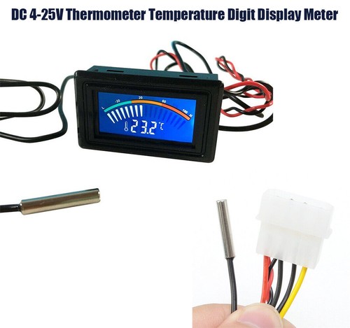 DC 4-25V Water-proof Temperature Digit Display Meter for Probe Car ...