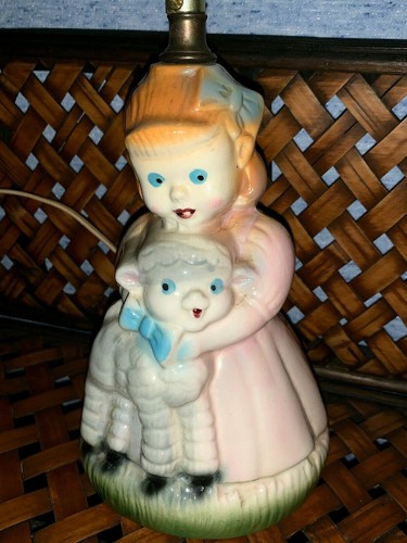 Antique Vintage Mary Had A Little Lamb Little Bo Beep Sheep Table Lamp ...