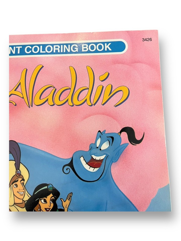 Vintage 1993 Disney’s Aladdin Golden Easy Tear-Out Pages Coloring Book ...