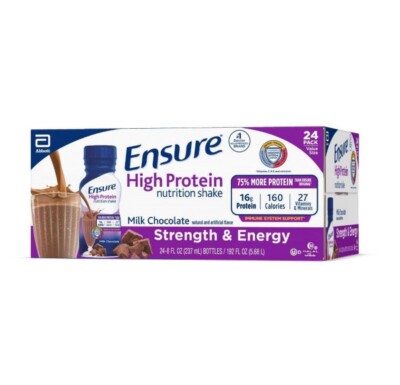 Ensure High Protein Nutritional Shake, Milk Chocolate, 8 fl oz, 24 Ct ...