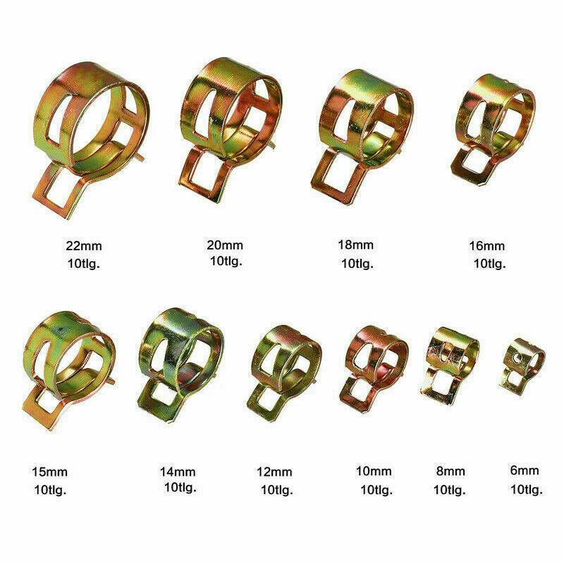 Spring Hose Clips Clamps 6-22mm Fuel Air Gas Water Pipe Self Clamping ...