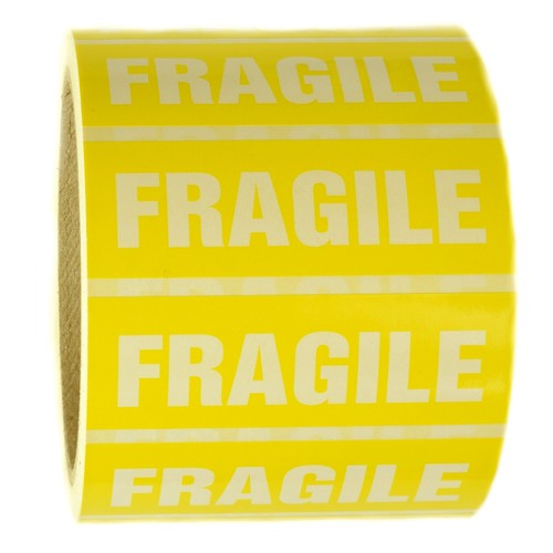 Yellow and White "Fragile" Sticker Label - 1" by 3" - 500 ct | eBay