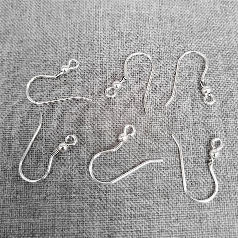 10prs of 925 Sterling Silver Oxidized Coiled Earring Wires w/ Bead Ear ...