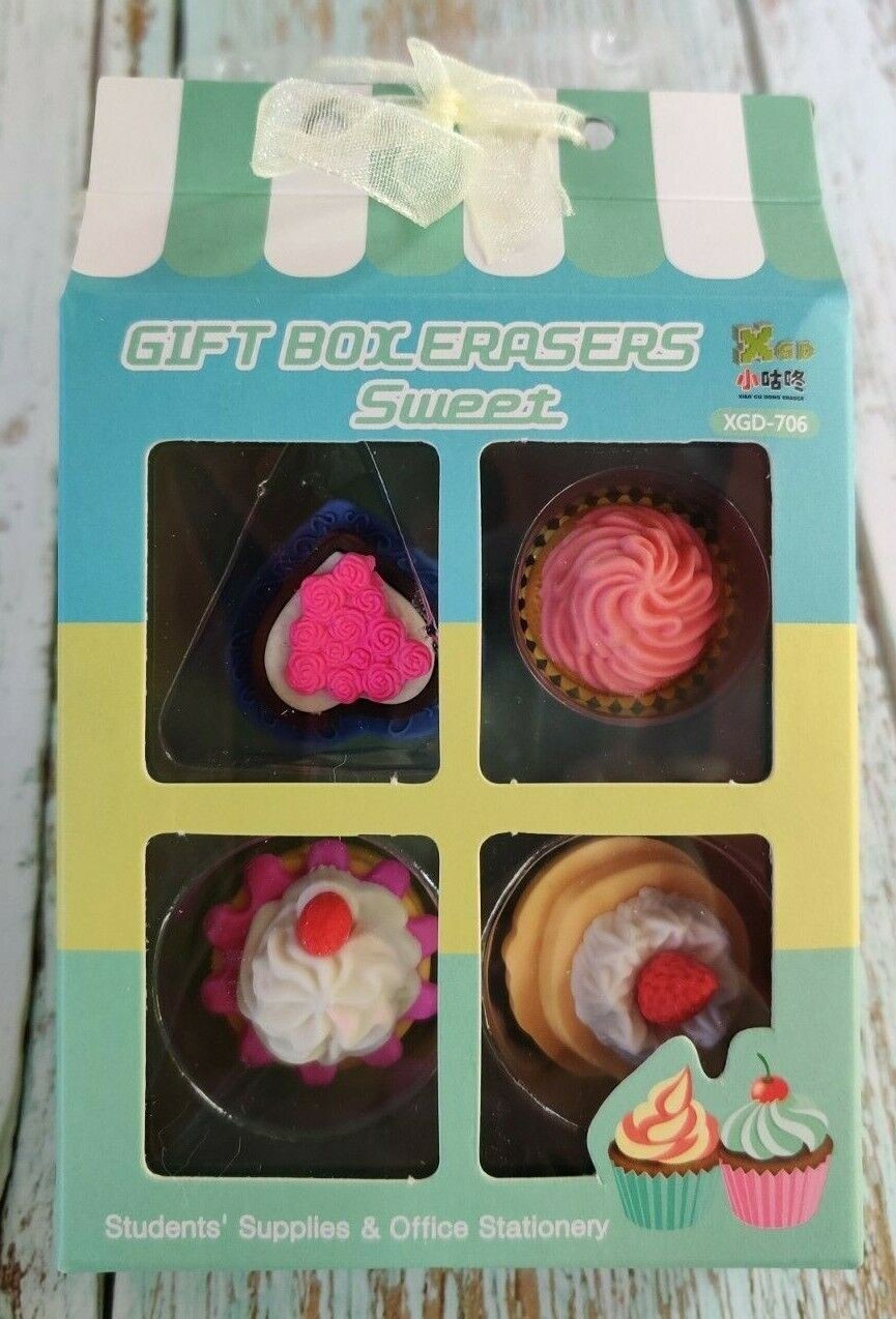 Gift Box Ice Sweets Erasers - 1 Box 4 Pieces - Cakes and Cupcakes | eBay