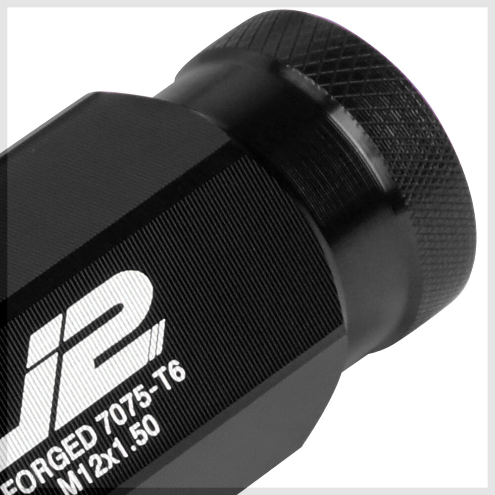 20x[J2 Engineering]M12x1.5{FULL THREADED OPEN DOUBLE KNURLED}Black 60mm ...