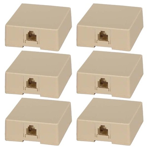 6 Pcs 1 Port RJ11 6P4C Jack Telephone Phone Line Wall Surface Mount Box ...