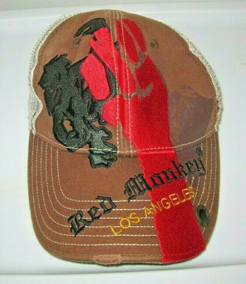 Red Monkey Designs Brown Trucker Red Fist Embroidered… - Gem