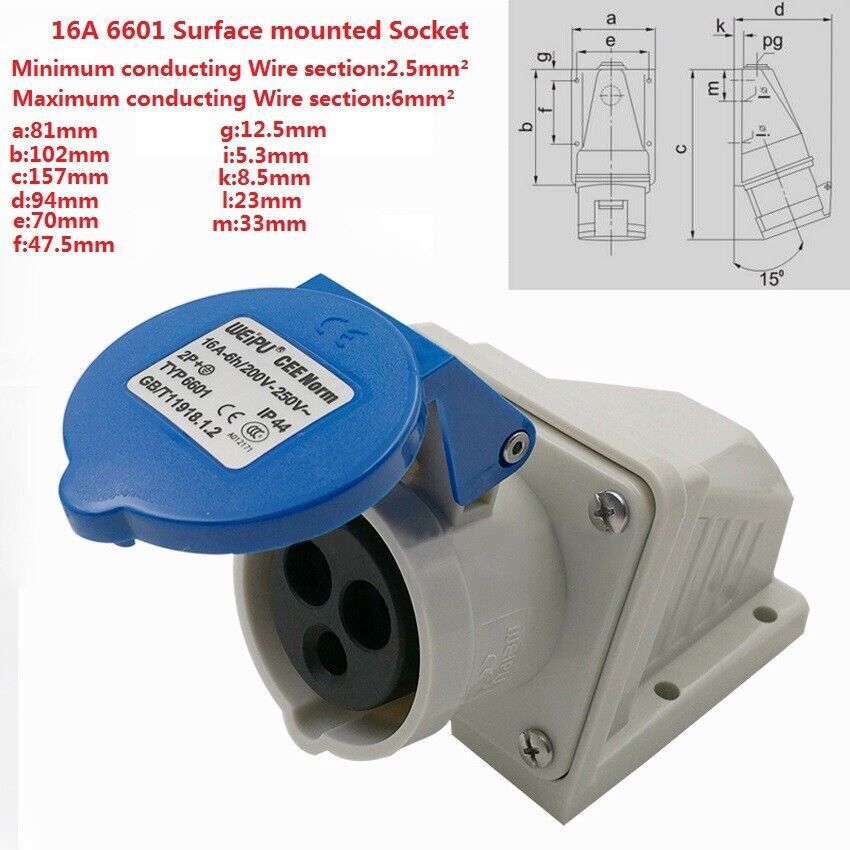 230V 16/32Amp 3Pin Industrial Site Plugs/Socket IP44 Male/Female ...