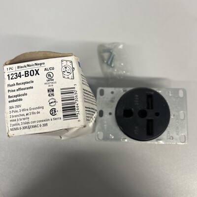 Eaton 1234-BOX Power Receptacles, Black, 30 Amp, 250 Volt | eBay