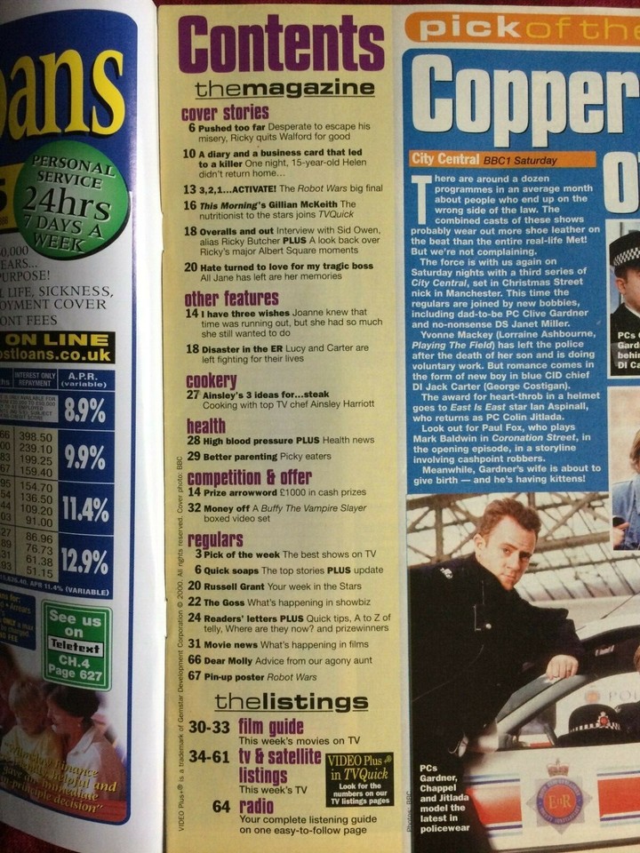 TV QUICK magazine 15-April-2000 SID OWEN Noah Wyle Robot Wars Gillian ...