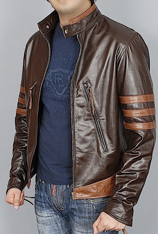 X-MEN Origins Logan Wolverine Brown Leather Jacket Halloween Costume ...