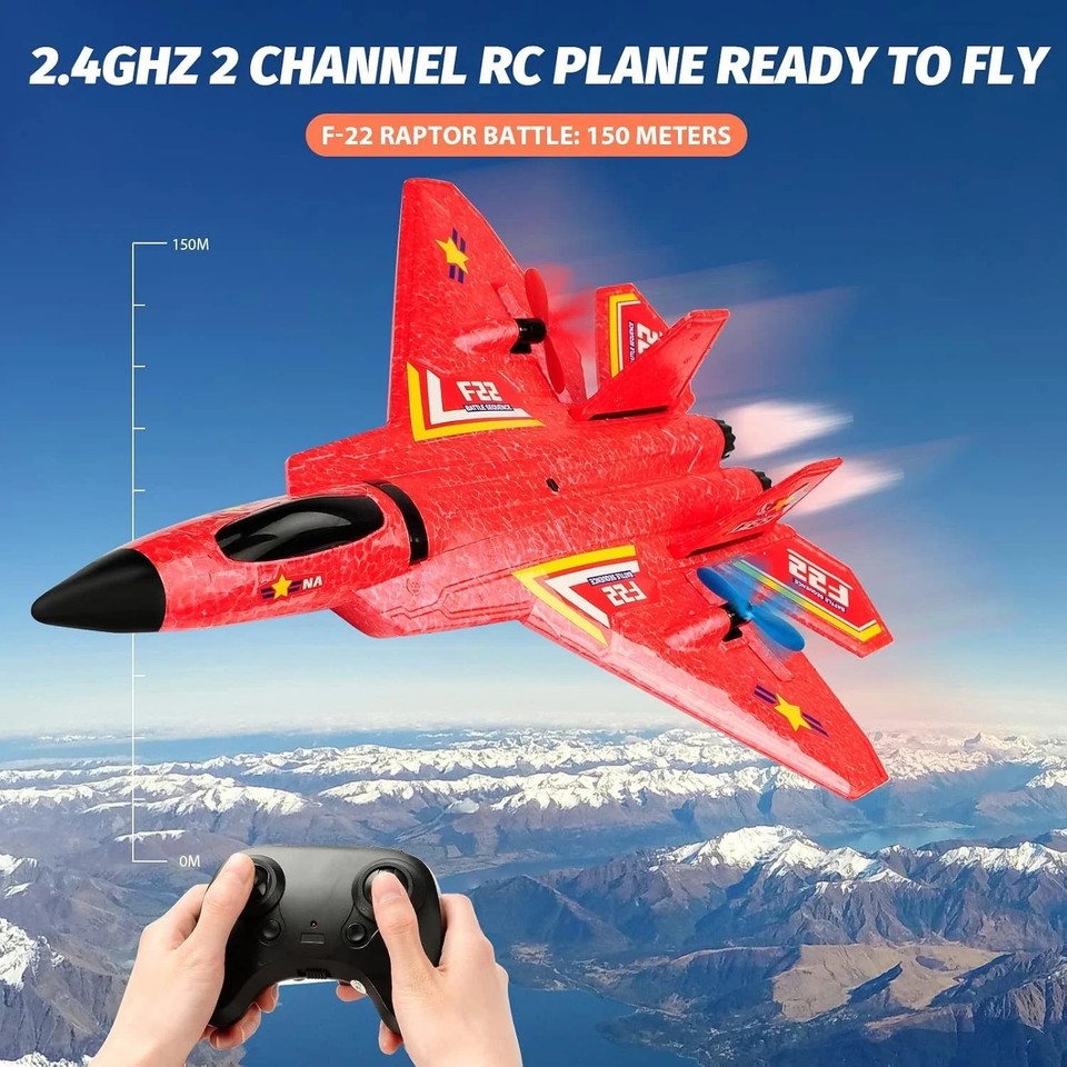 RC Plane, F22 RC Airplane Fighter Ready to Fly, 2.4Ghz 2 Channel Remote ...
