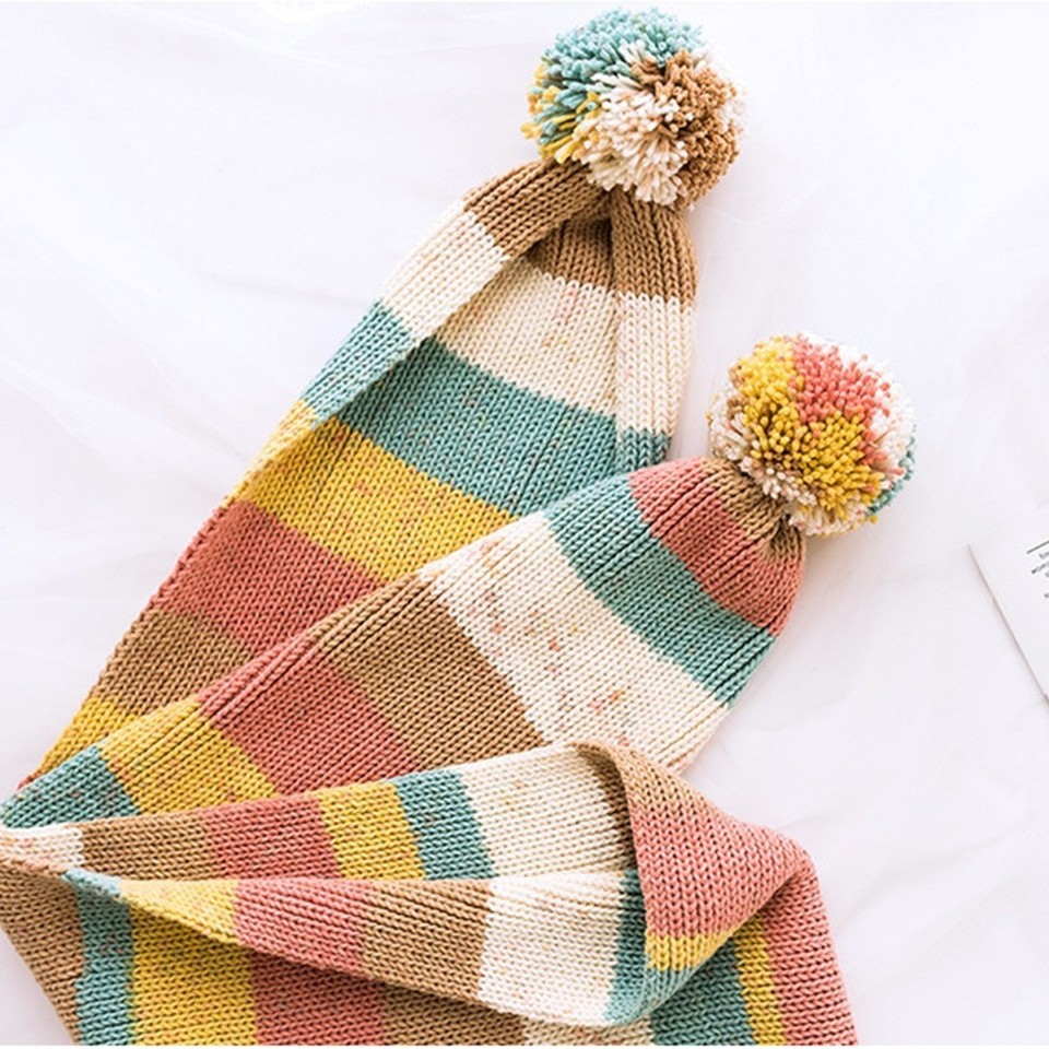 Hand Knitted Rainbow Effect Soft And Comfortable 45% Cotton 55% Acrylic ...