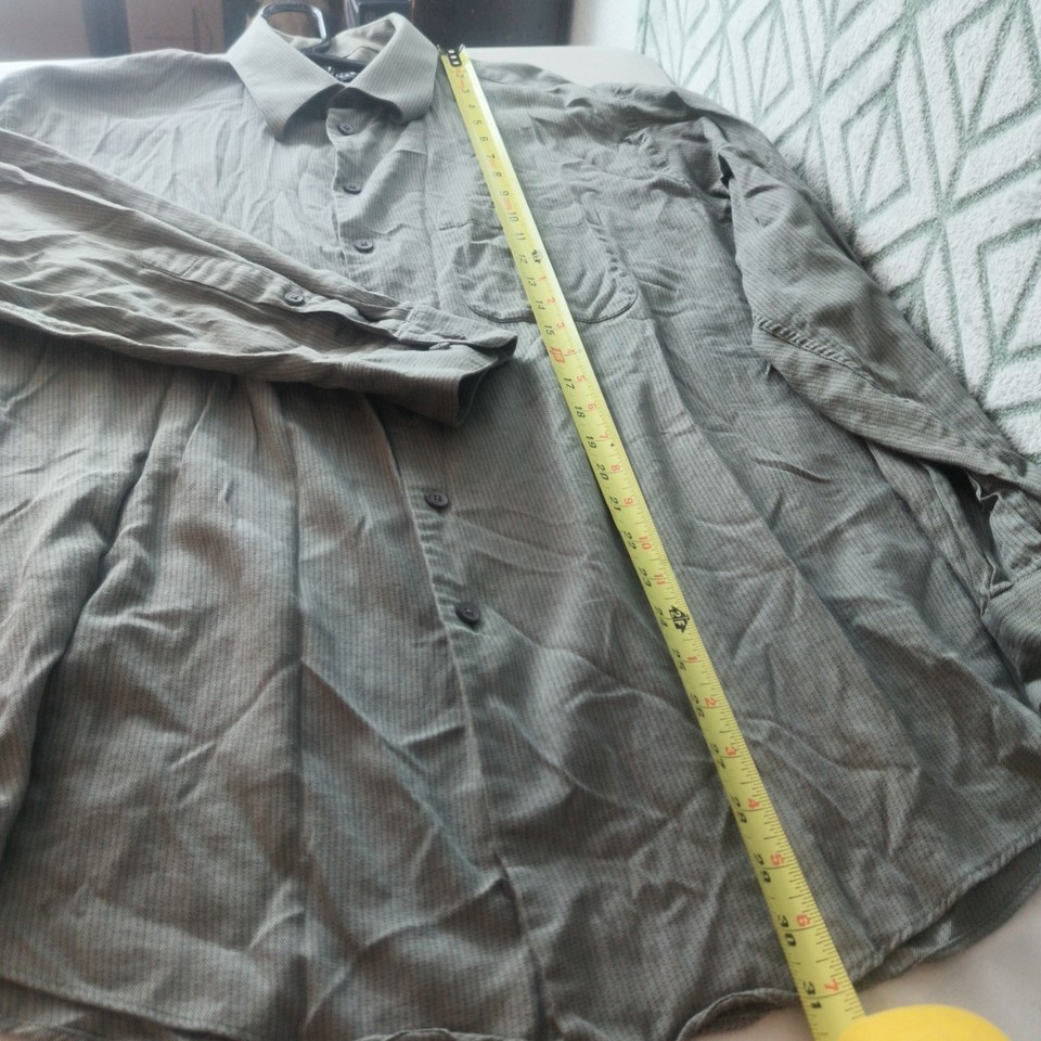 Perry Ellis Portfolio Shirt Men's L Button Up Sage Green 16.5, 34/35 ...