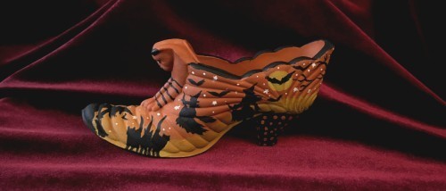 Fenton Halloween Cat Head Shoe w/ Witches Bats & Cats HP by *Peggy G | eBay