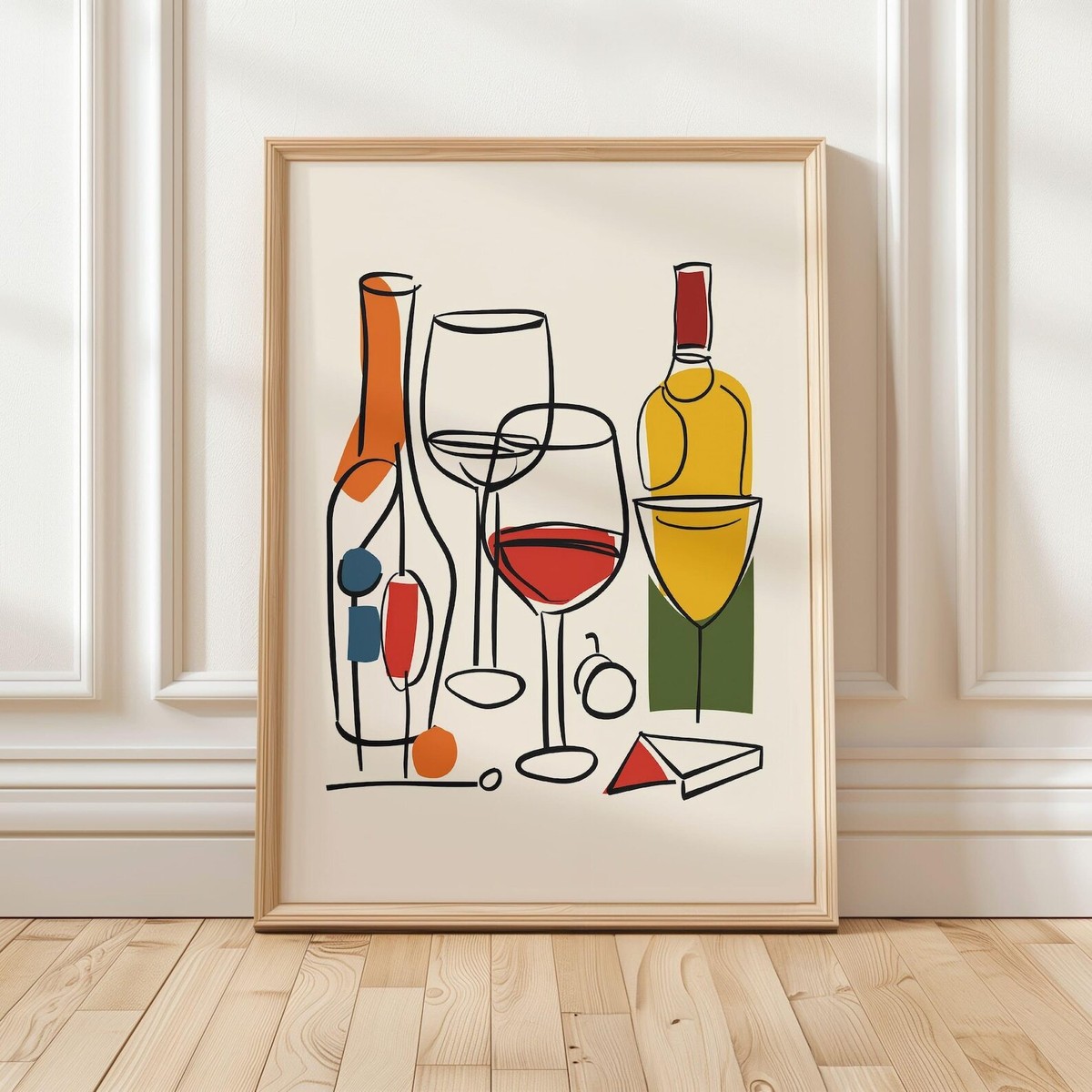 Modern Wine Art Stretched On Frame Modern Art Print Coffee, Wine Art
