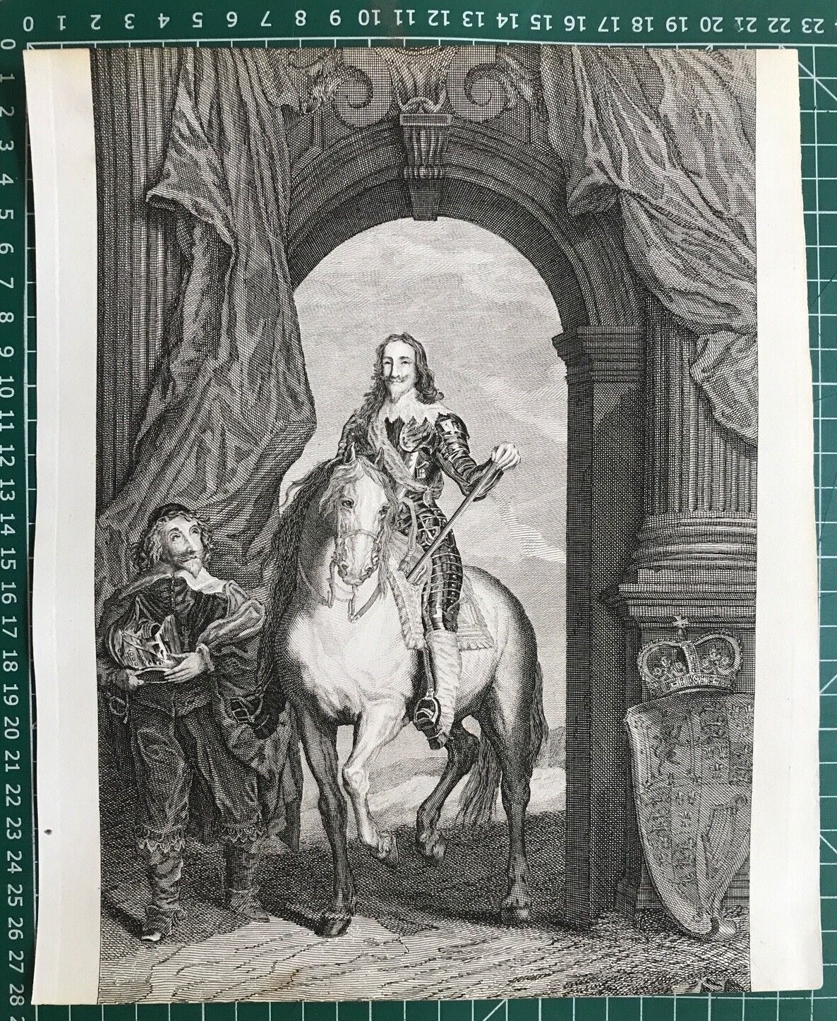 1808 Antique Print; King Charles I on Horseback after Anthony van Dyck ...