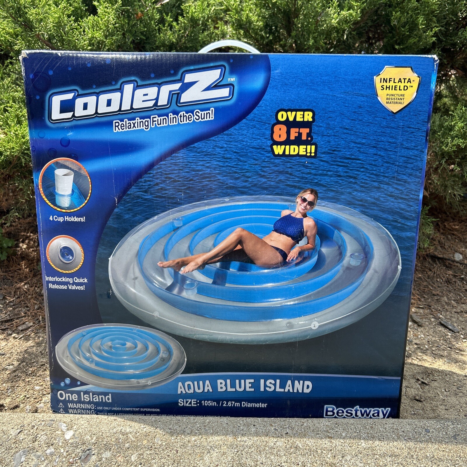 Bestway 4 Person Cooler Z Aqua Blue Floating Island Water Inflatable ...