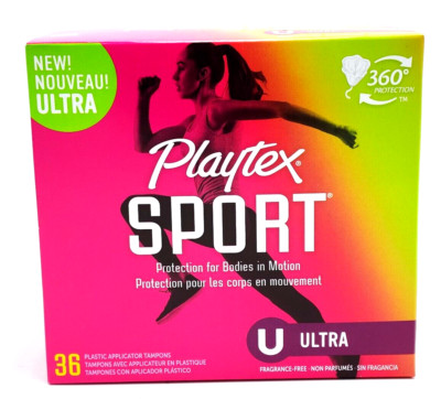 Playtex Sport ULTRA 36 Tampons Bodies in Motion 360 Degrees Protection ...