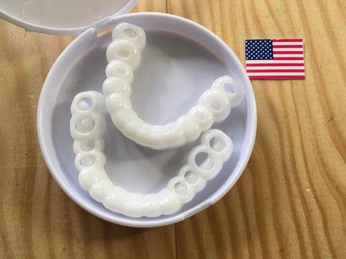 SnapOn Upper Lower False Teeth Dental Veneers Dentures Fake Tooth Cover ...