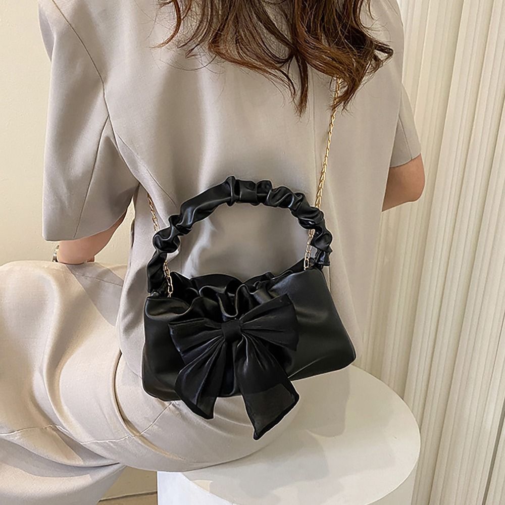 Big Mesh Bow Underarm Bag Pleated Handle Handbag Shoulder Bag Women ...
