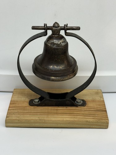 Vintage Antique Medium Sized Metal Bell with Stand 10" Tall Farm ...