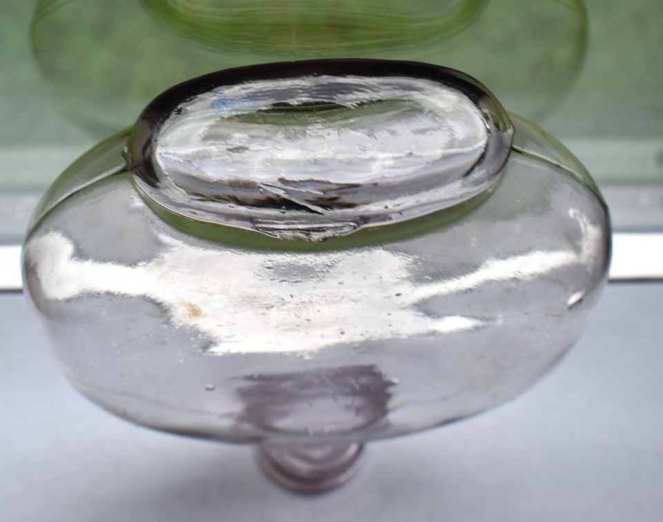 ANTIQUE PUMPKIN SEED FLASK BOTTLE CLEAR Light Tint NICE CONDITION 12 oz ...