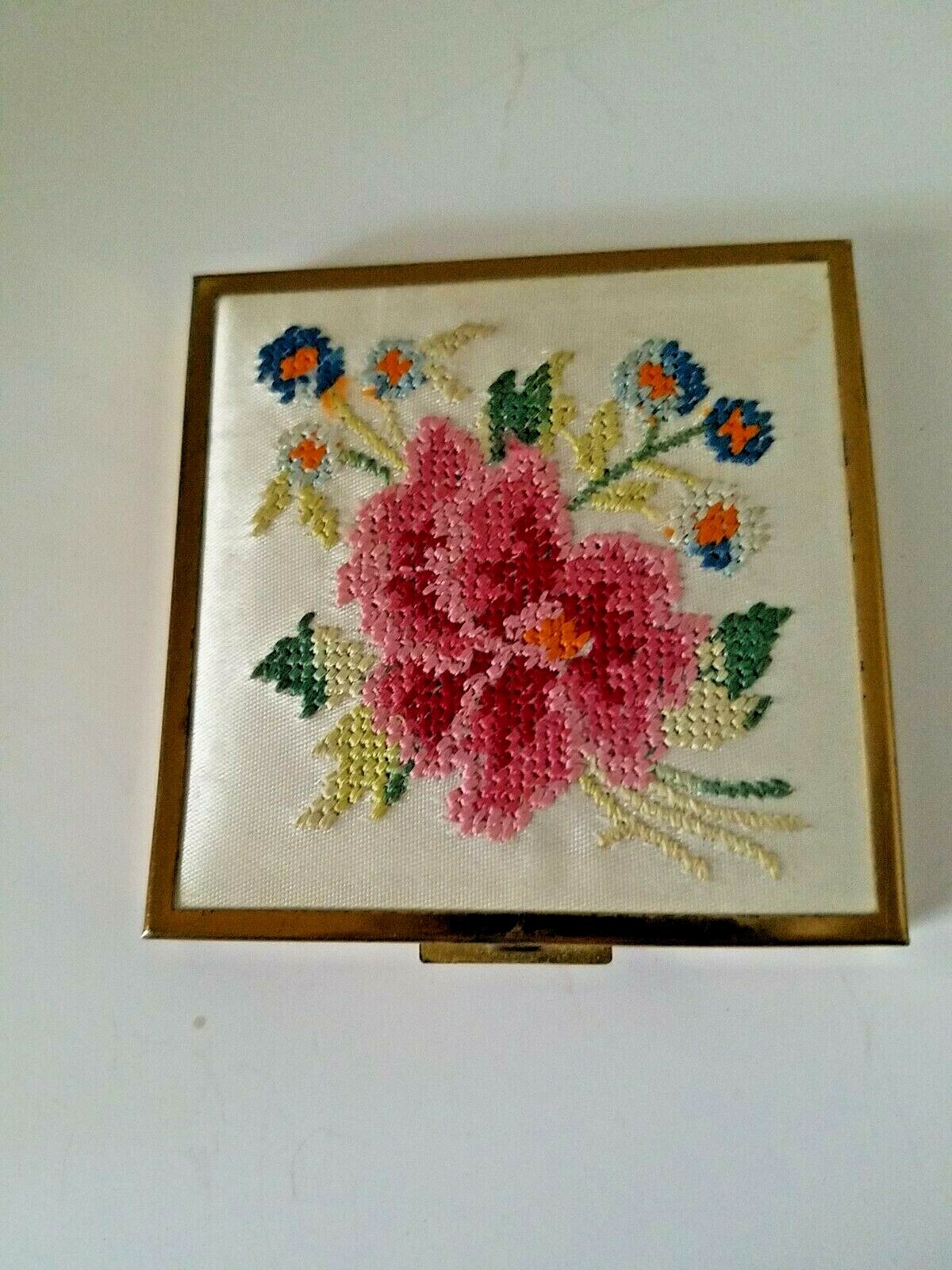 Vintage Petit Point Tapestry Powder And Mirror Compact | eBay