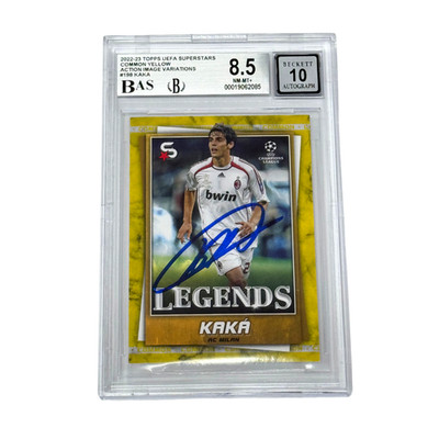 Kaka Signed 2022-23 Topps UEFA Superstars Yellow #198 – BGS 8.5 AUTO 10 ...