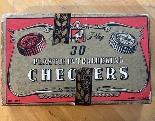 Box of Vintage Tournament Play Plastic Interlocking Checkers Made in ...