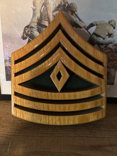USMC Marine Corps 1st Sergeant Rank wood wall hanger NICE! Great gift ...