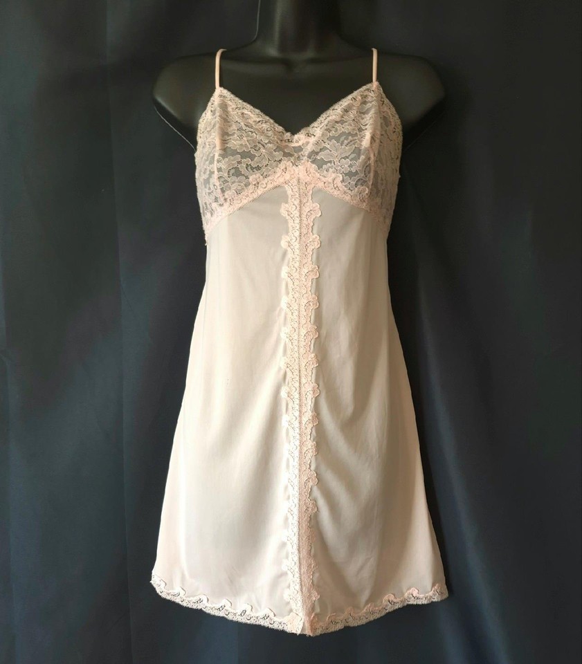 LACY PASTEL PINK SHEER BUST Van Raalte 1960s Vintage MINI NIGHTIE ...