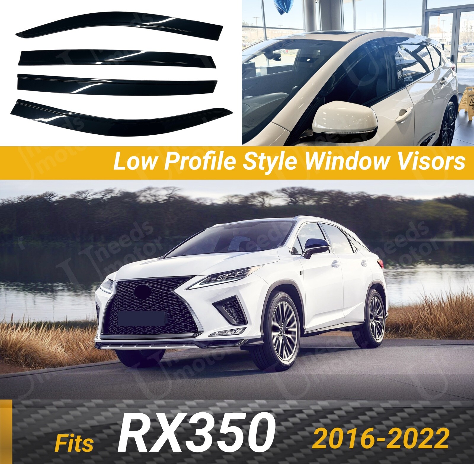 Fits 2016-22 Lexus RX350 Window Visor Vent Sun Guards Deflectors ...