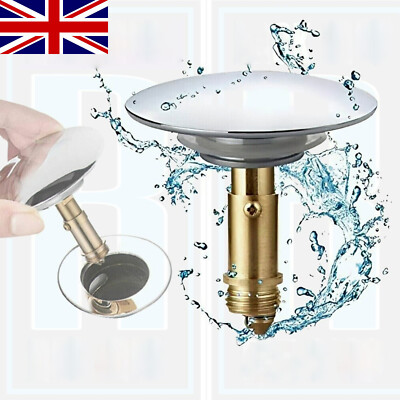 Chrome Click Clack Basin Waste Pop Up Bath Sink Push Button Plug Bolt ...