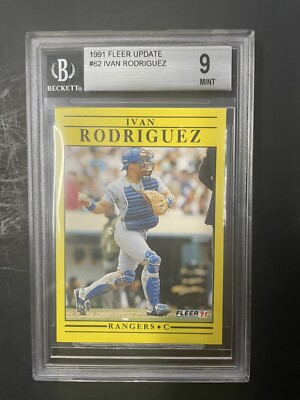 1991 Fleer Update #62 Ivan Rodriguez Rookie BGS 9 Mint Texas Rangers | eBay