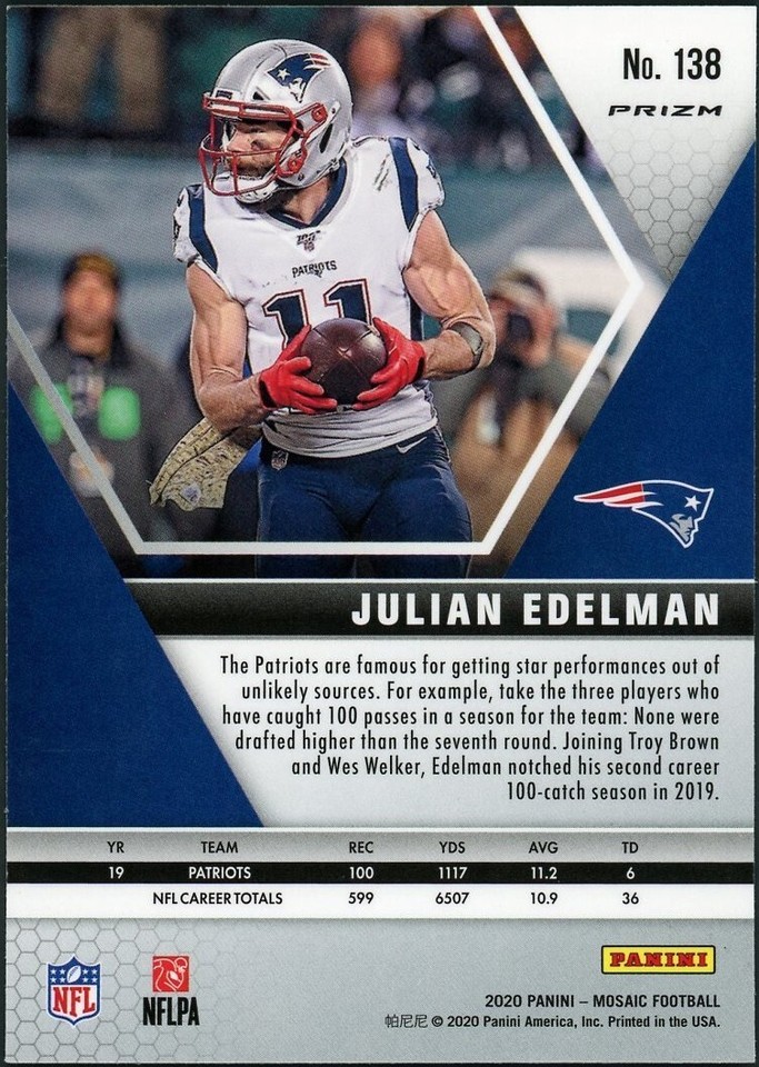 2020 Panini Mosaic Julian Edelman Silver Card #138 | eBay