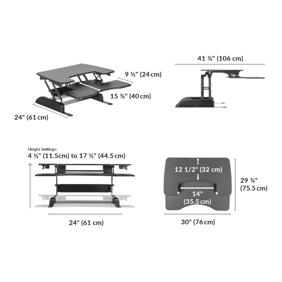 Vari VariDesk Pro Plus 30" Adjustable Height Standing Desk Converter ...