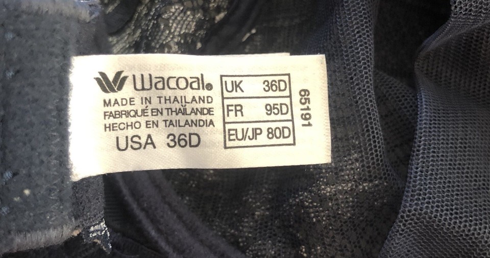 NWOT Wacoal Blue & White Lace Underwire Bra 36D Lingerie 65191 | eBay