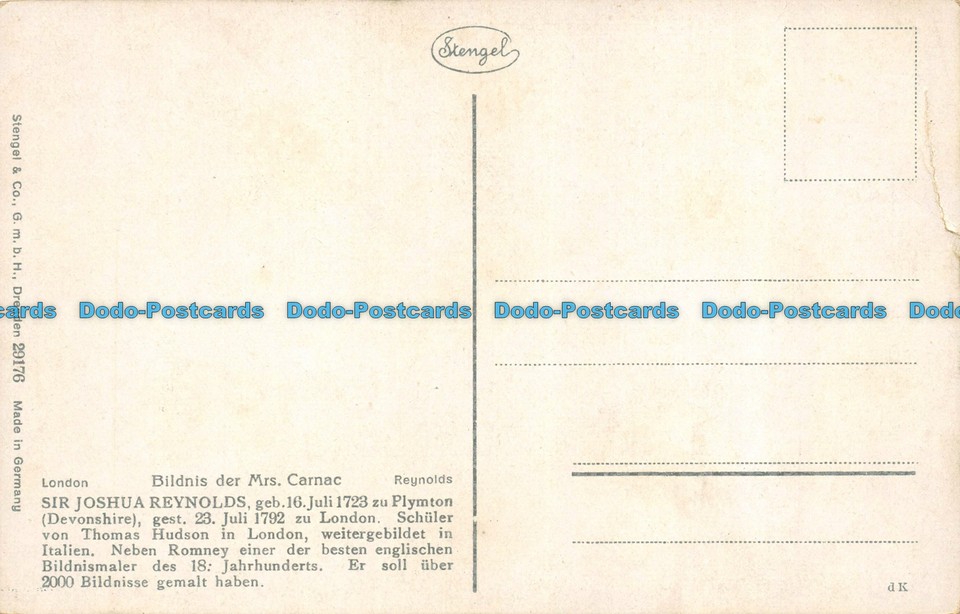 R119277 Bildnis der Mrs. Carnac. Sir Joshua Reynolds. Stengel | eBay