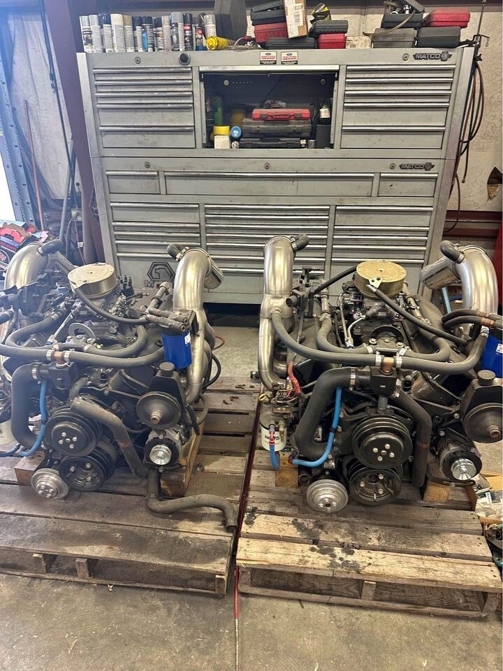 Twin BBC 454 Mercruiser 7.4L Marine Engines from Donzi , Headers | eBay