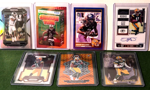 7 Card Green Bay Packers Lot – Jayden Reed Auto + Williams/100 / Jacobs ...
