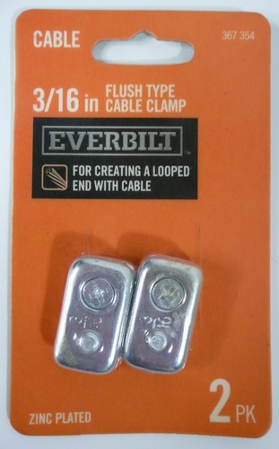 Wire Rope Flush Type Cable Clamp Everbilt 2 Pack Zinc Plated 3/16 Inch ...