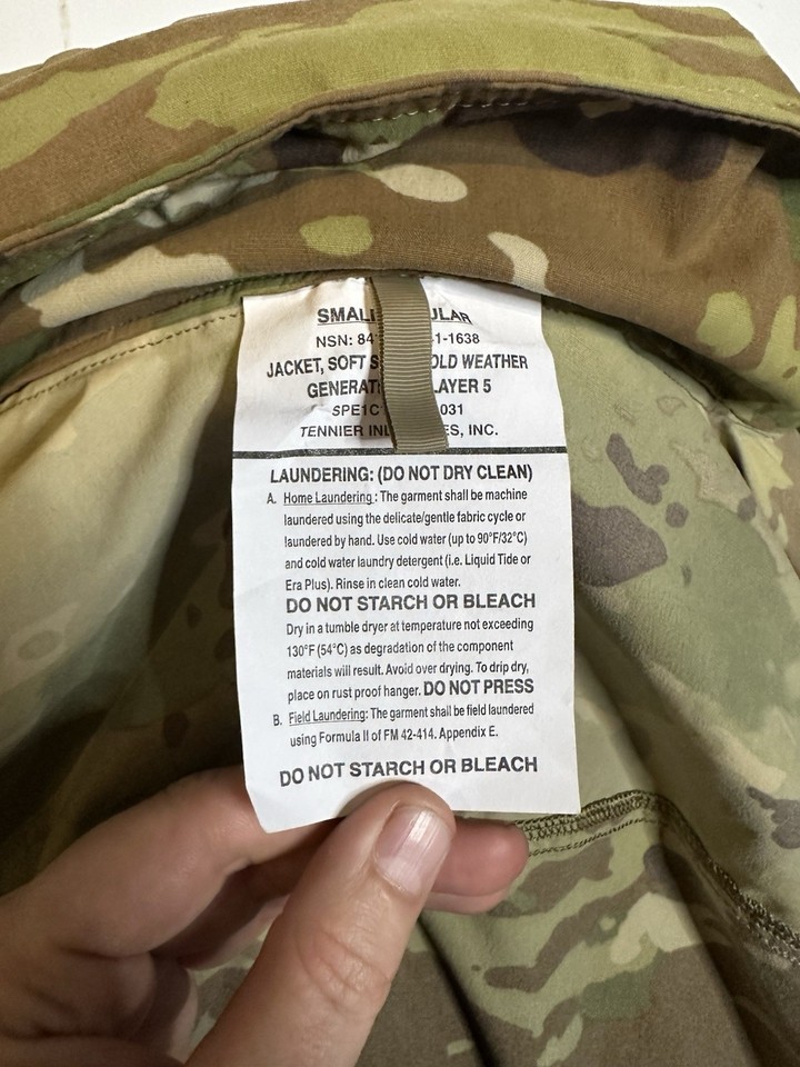 ARMY OCP MULTICAM L5 LEVEL 5 SOFT SHELL JACKET COLD WEATHER TOP Small ...