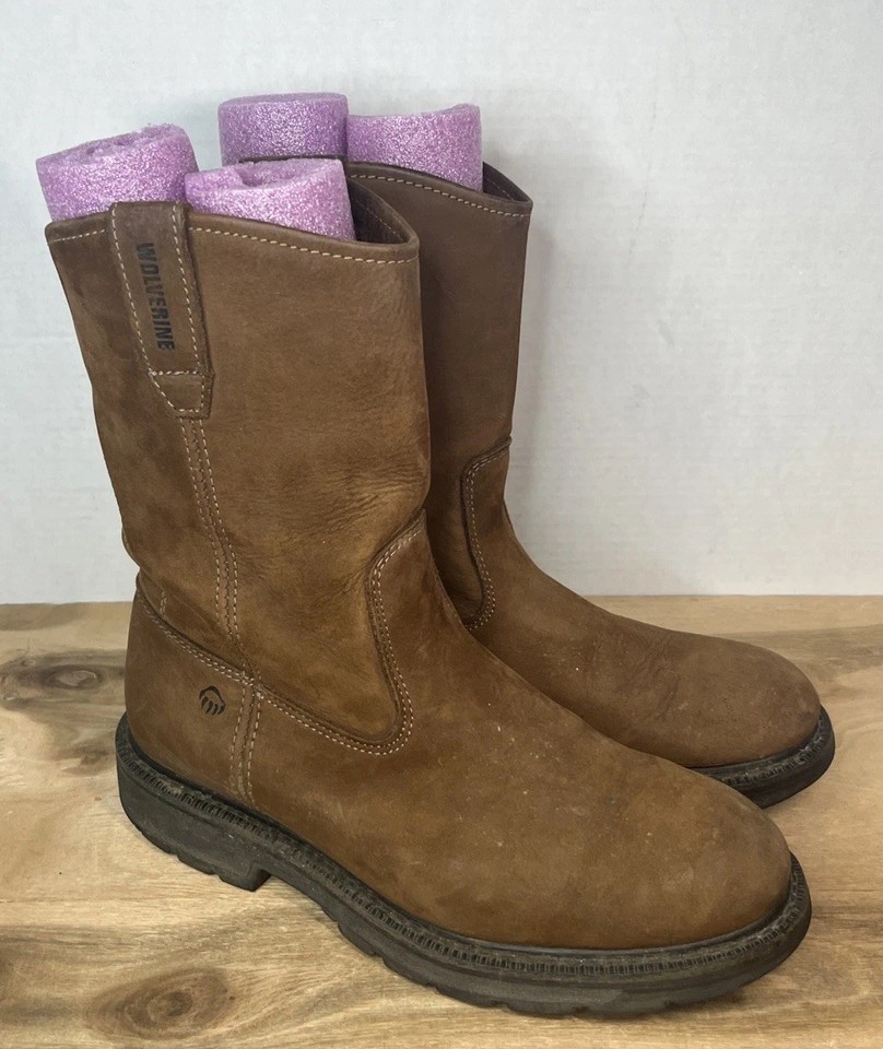 Wolverine Work Wellington Brown Leather Boots W04727 Western Soft Toe ...
