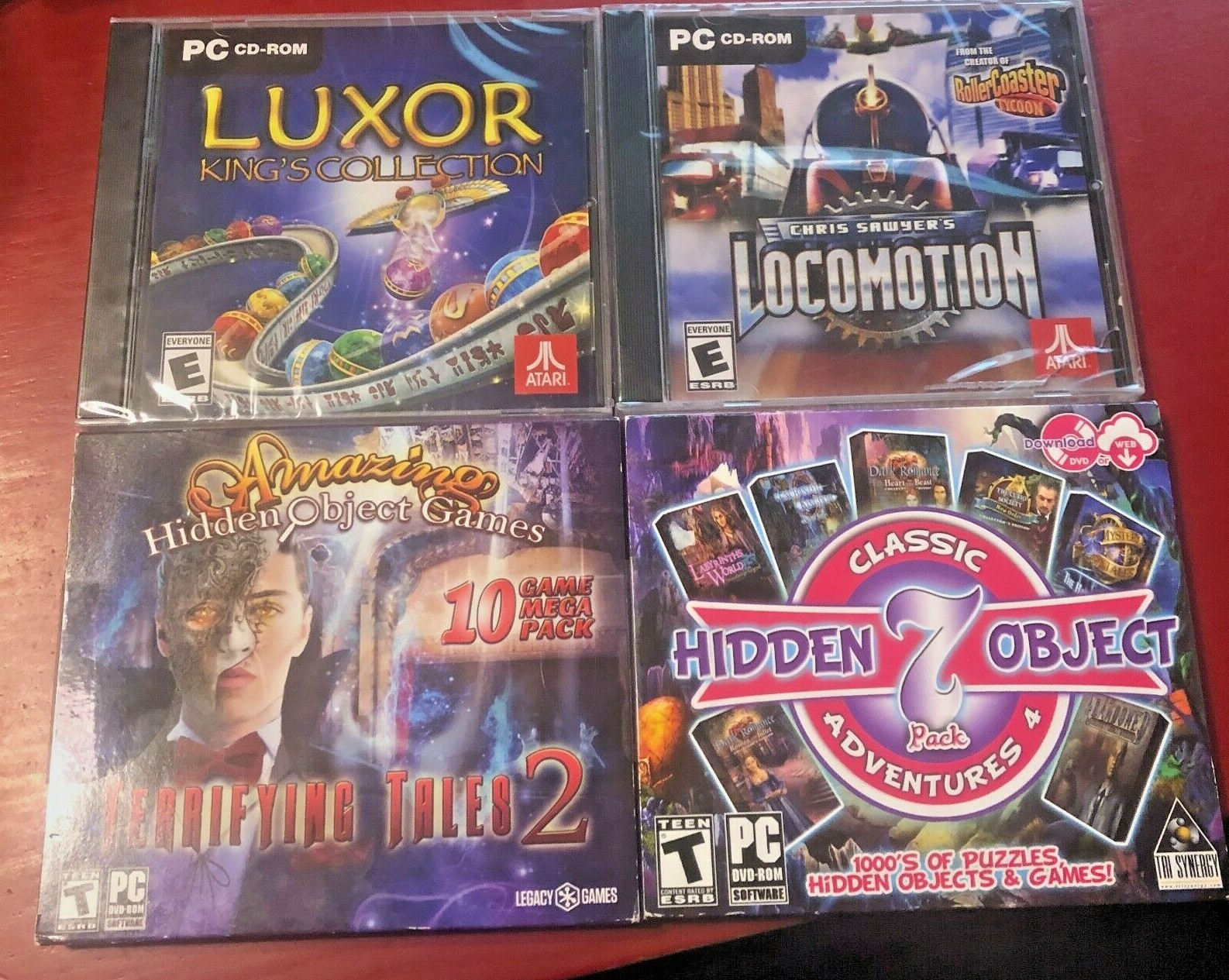 Lot of 4 PC CD-ROM Locomotion Luxor Hidden Object Terrifying Tales New ...