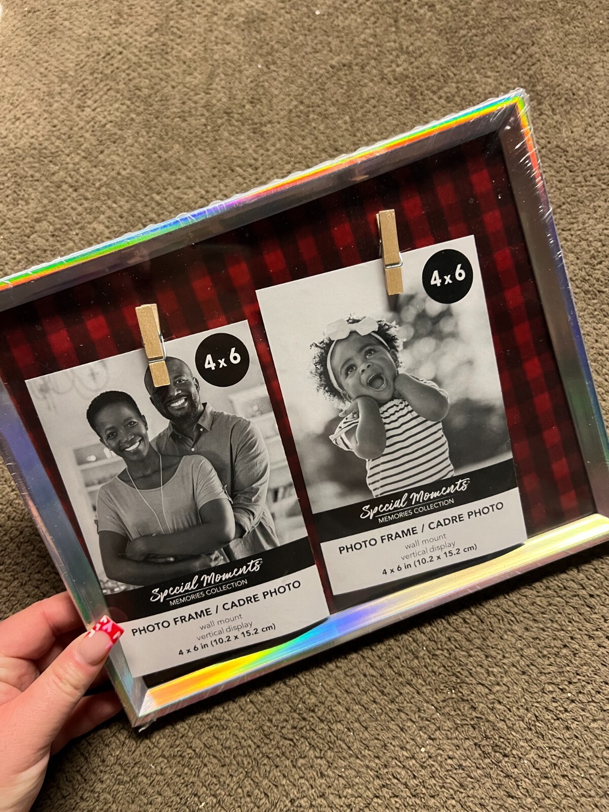 red plaid double 4x6 photo frame | eBay